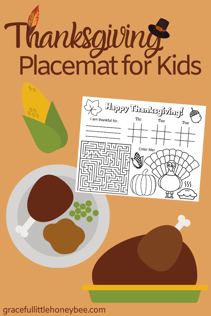 FREE Printable Thanksgiving Placemat for Kids - Graceful Little Honey Bee