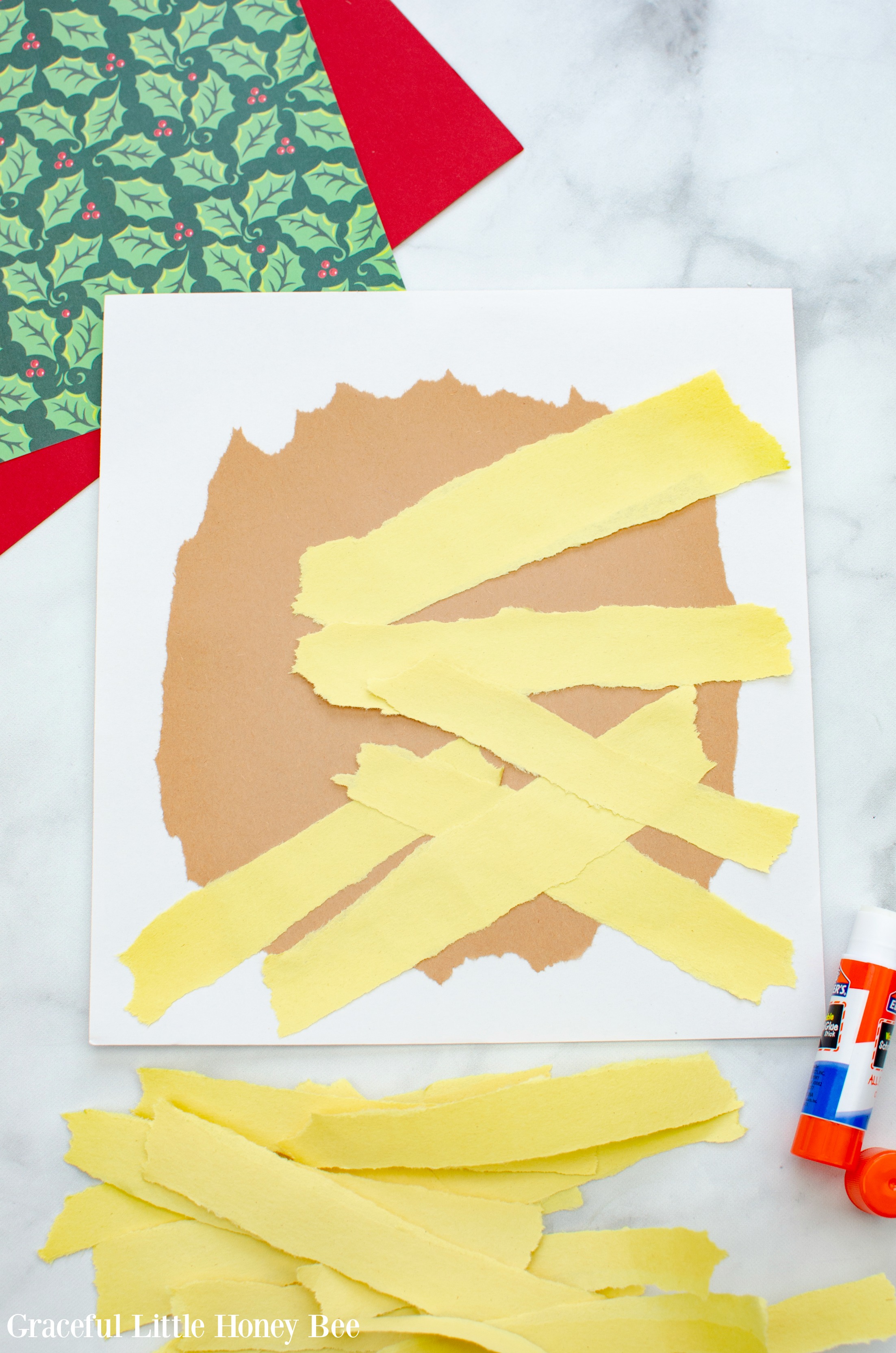 Torn Paper Manger Christmas Craft - Graceful Little Honey Bee