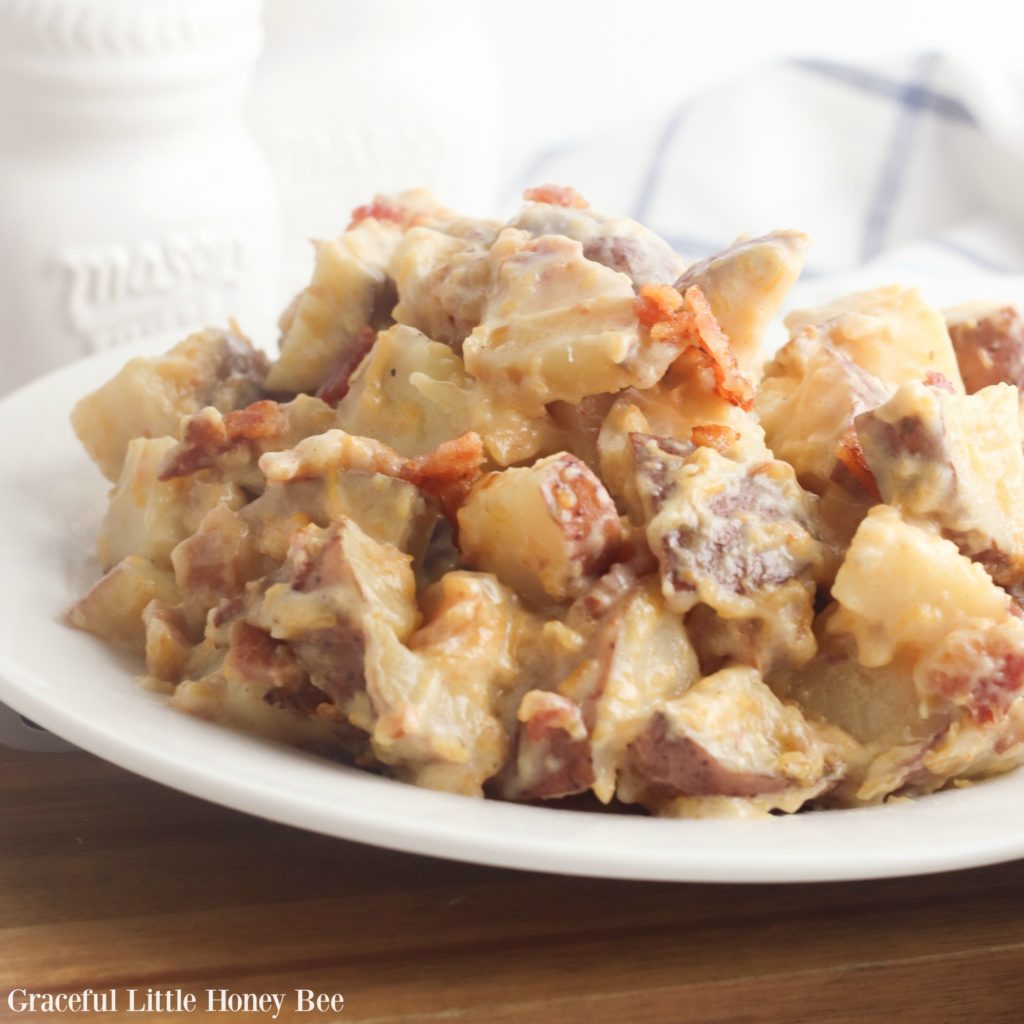 Slow Cooker Cheesy Bacon Ranch Potatoes - Graceful Little Honey Bee