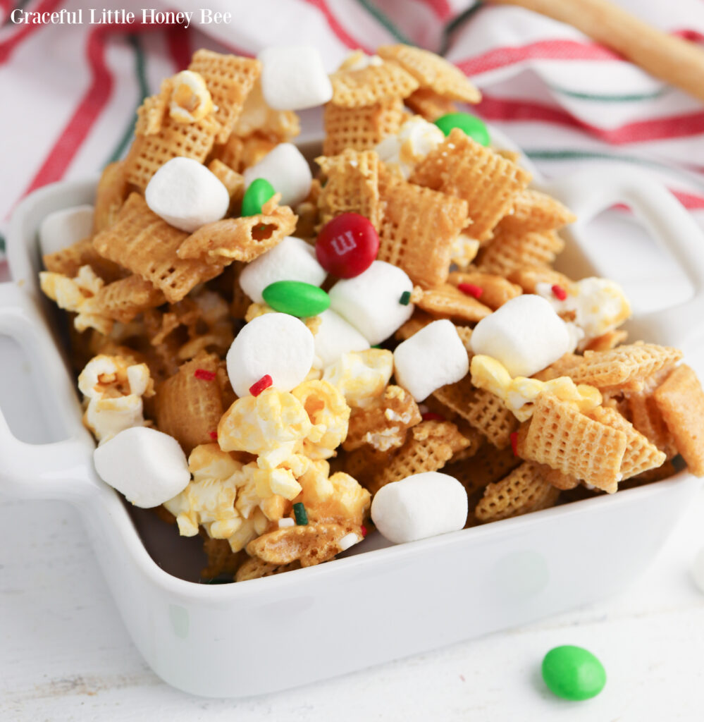 Christmas Trail Mix {Holiday Chex Mix} - Graceful Little Honey Bee