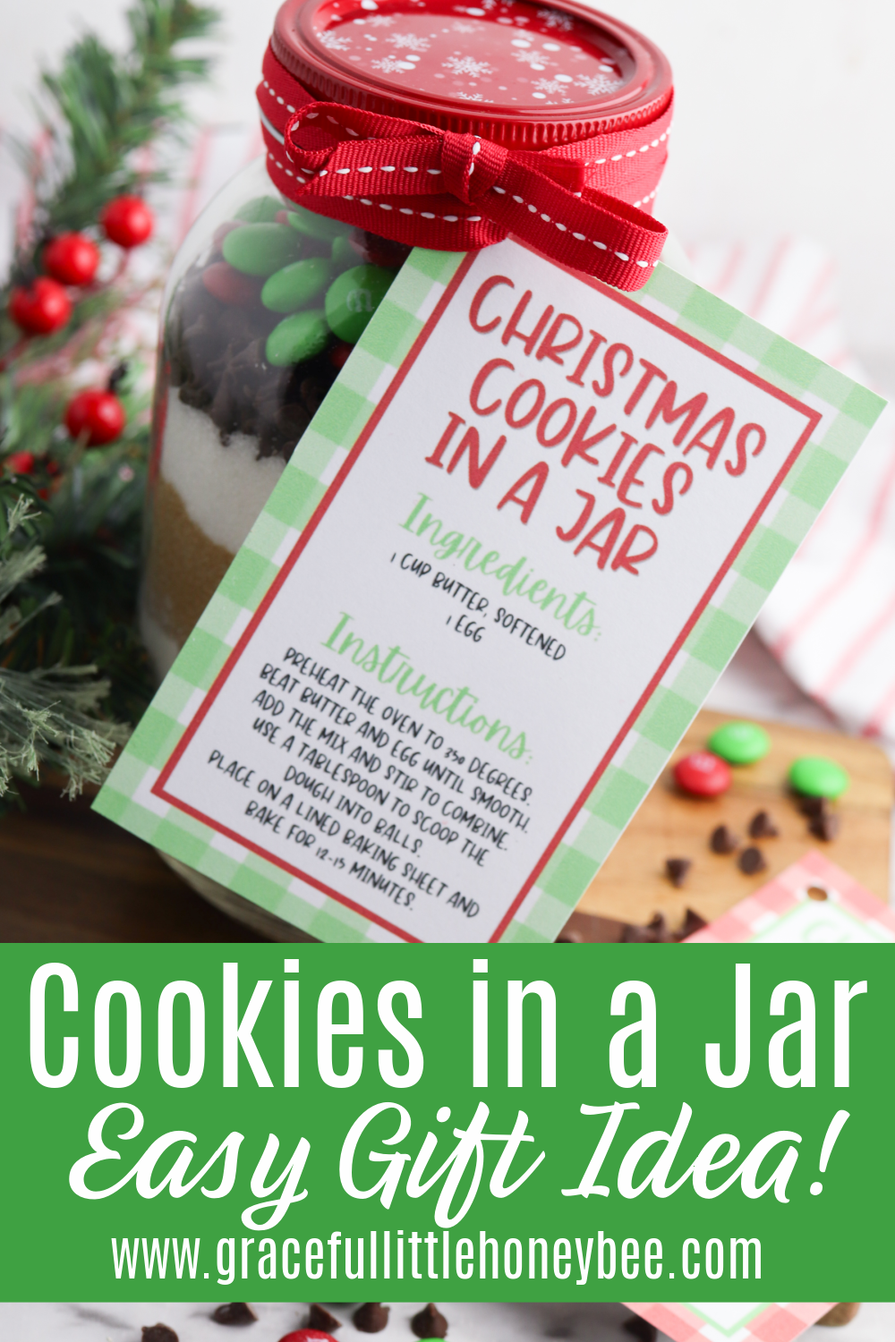 Christmas Cookie Mix in a Jar {Easy Gift Idea!} - Graceful Little Honey Bee