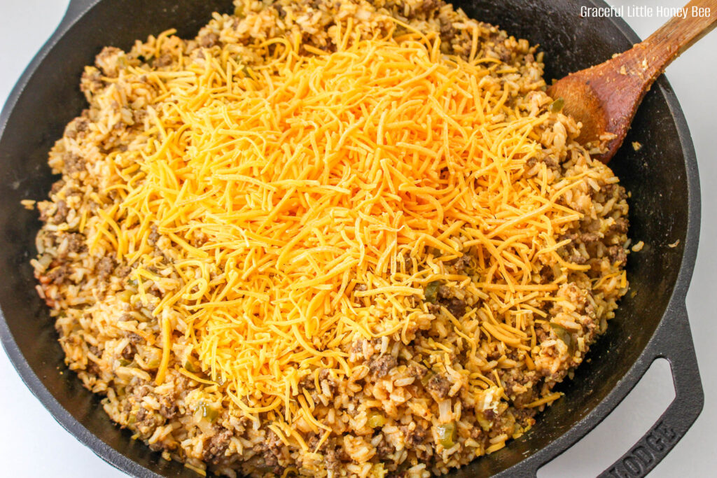 Cheeseburger Fried Rice - Graceful Little Honey Bee
