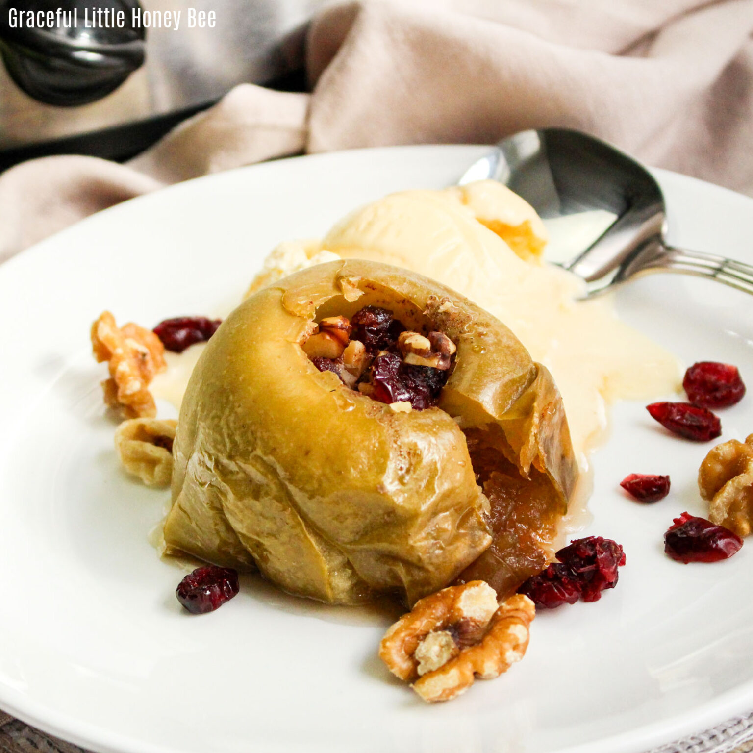 Slow Cooker Stuffed Apples with Cranberries - Graceful Little Honey Bee