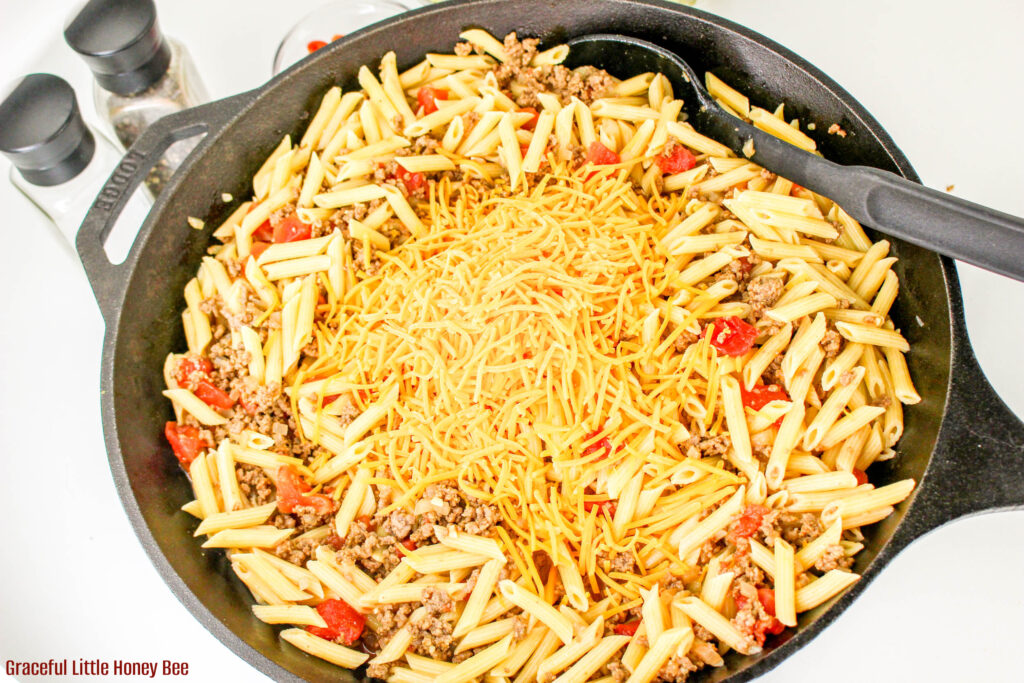 Cheeseburger Pasta Skillet - Graceful Little Honey Bee