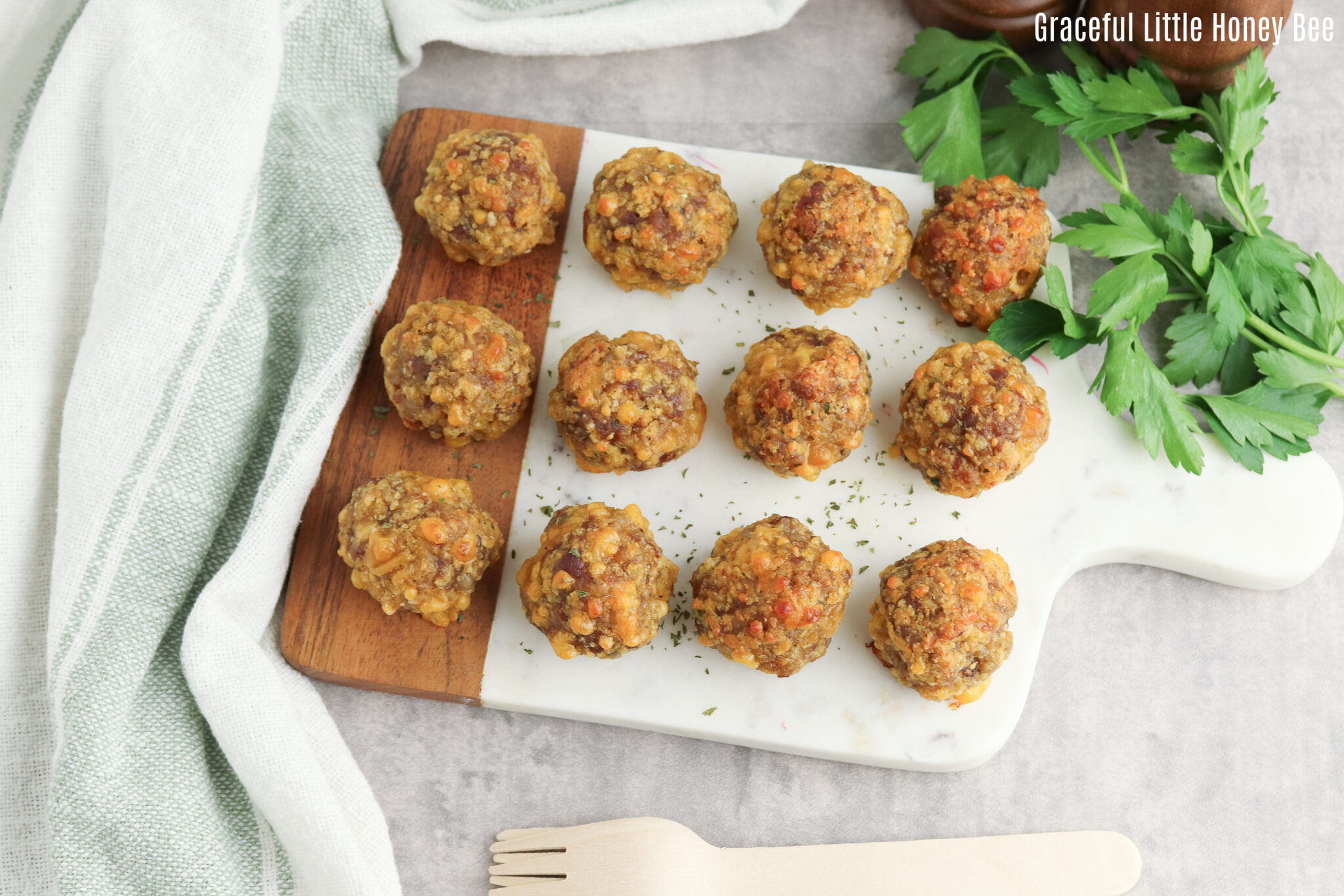 Cornbread Stuffing Sausage Balls - Graceful Little Honey Bee
